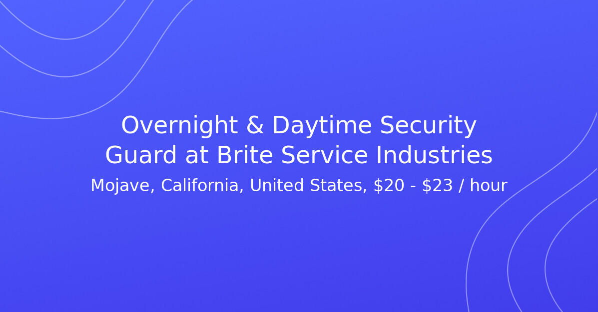 Overnight & Daytime Security Guard at Brite Service Industries ...